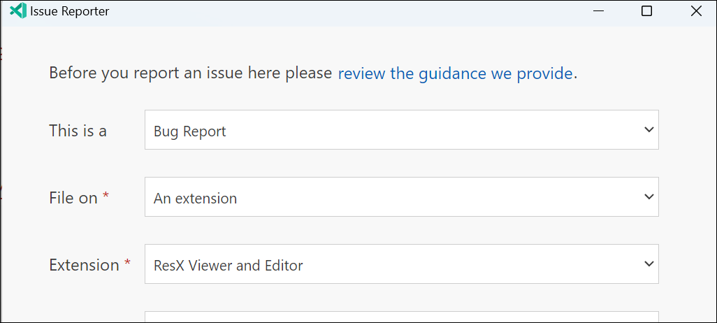 VS Code Issue Reporter